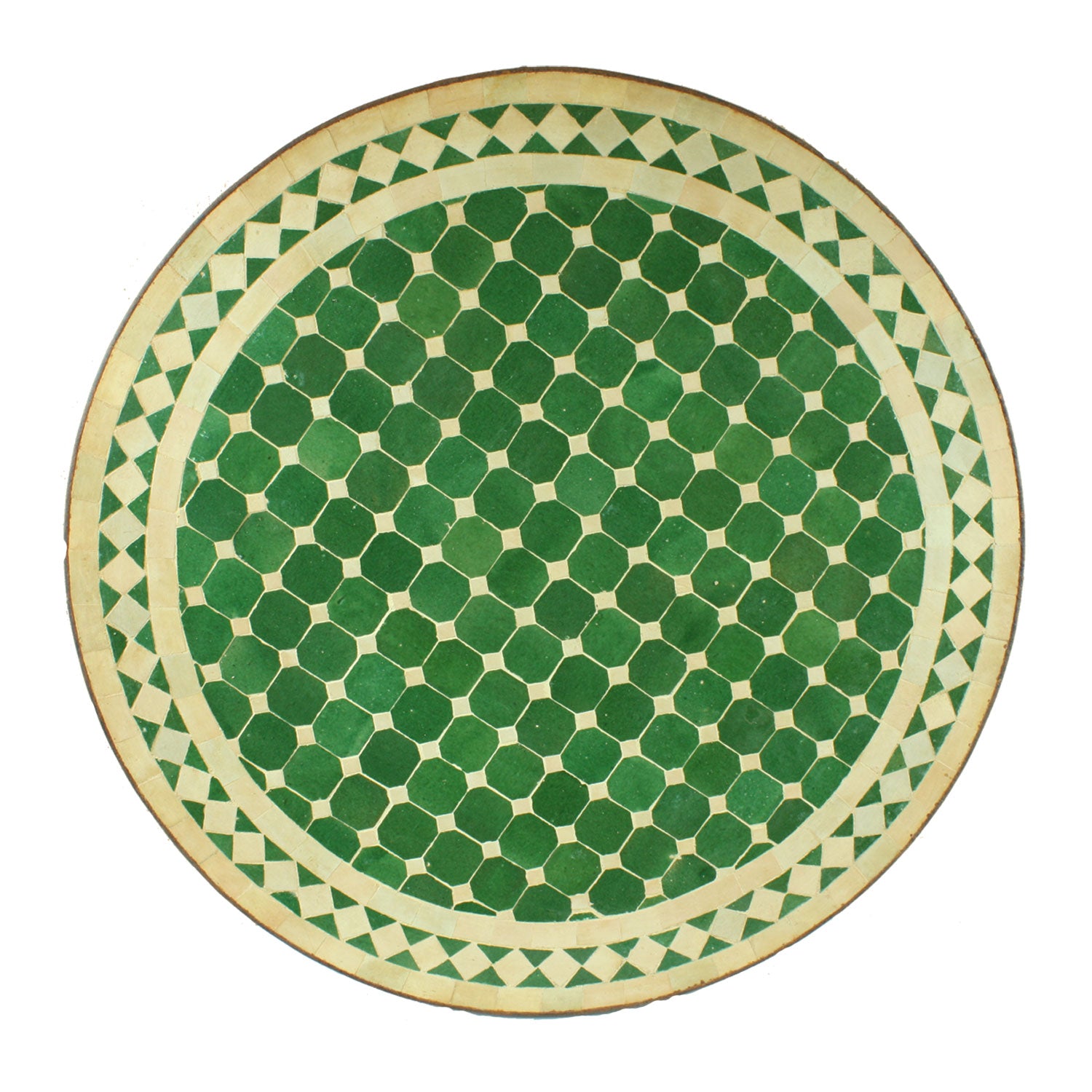 Table mosaïque du Maroc - ronde - verte émaillée blanche - M60-30 ...